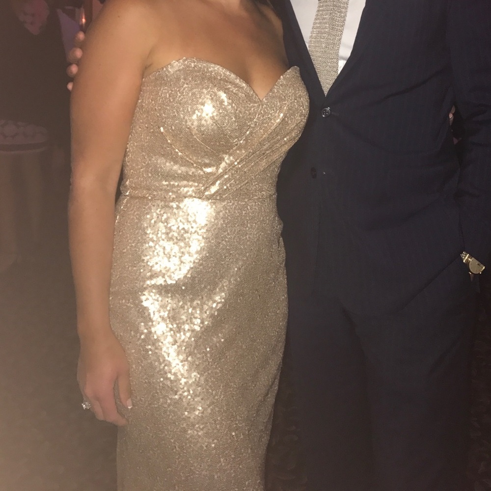 Bari Jay Gold Sequin Strapless Dress - Gem